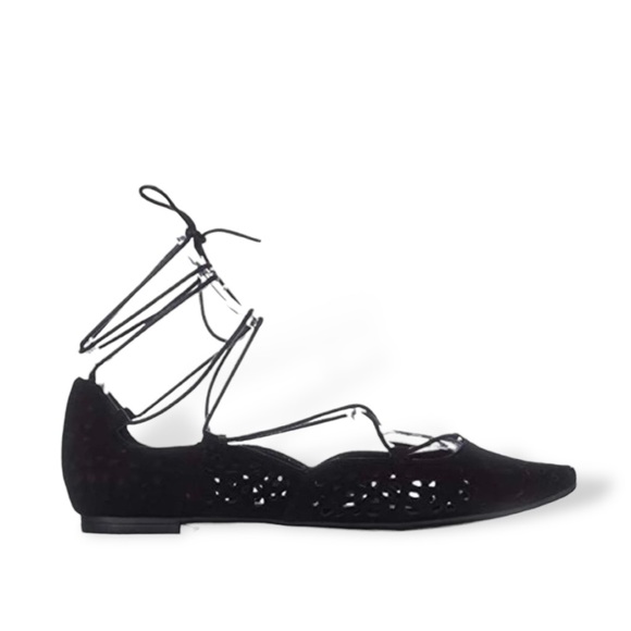 Nine West | Shoes | Nine West Zavanna Black Laceup Eyelet Flats | Poshmark
